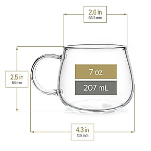 Teabloom Set of Two Premium Borosilicate Glass Tea Cups - 7 oz / 240 ml - Stain-free and Microwave Safe - Blossoms Collection