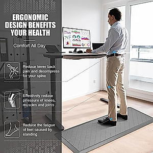 WEZVIX Cushioned Kitchen Mat 2 PCS, Anti Fatigue Kitchen Rugs, Heavy Duty Kitchen Rugs and Mats Non-Skid, Ergonomic Comfort Foam Kitchen Floor Mat for Home, Office, Sink, Laundry - Grey