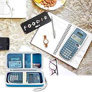 Case Compatible with Texas Instruments TI-30XS for MultiView Scientific Calculator, Storage Holder Carrying Organizer Bag with Mesh Pocket for Pens, Pencil, Batteries and Accessories (Box Only) -Blue