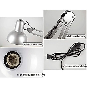 Table Lamp Clamp LED Desk Lamp Architect Metal Swing Arm Table Lights With Eye-Caring Bulbs Work Task Drafting Reading Home Office Desk Lamp (Color : Chrome)