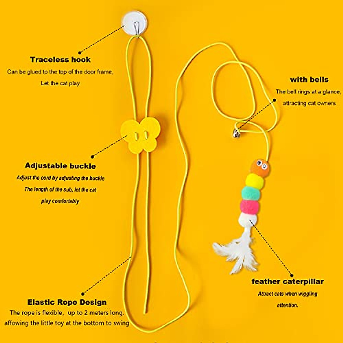 PETNEW Hanging Cat Toys for Indoor Cats,Kitten Toys 3Pack Retractable Cat Toy Rope,Hanging Door Bouncing Cat Toy ,Interactive Cat Toys for Exercise