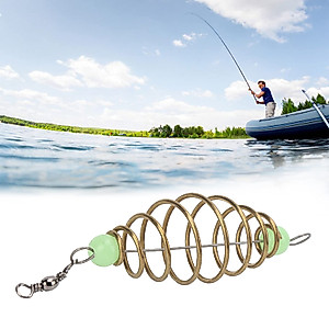 Dilwe Spring Bait Cage, Olive Shape Spring Fishing Tackle Bait Copper Alloy Coil Inline Feeder Lures Cage