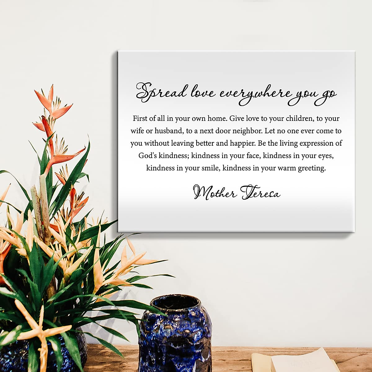 OEWD Inspirational Spread Love Everywhere You Go Canvas Wall Art Poster Print Gift, Motivational Quote Painting Ready to Hang Home Decor (11.5" x 15")