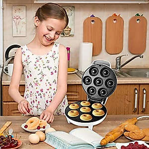 Mini Donut Machine, Makes 7 Donuts, Non-Stick Donut Maker Machine for Kid Friendly Dessert or Snack