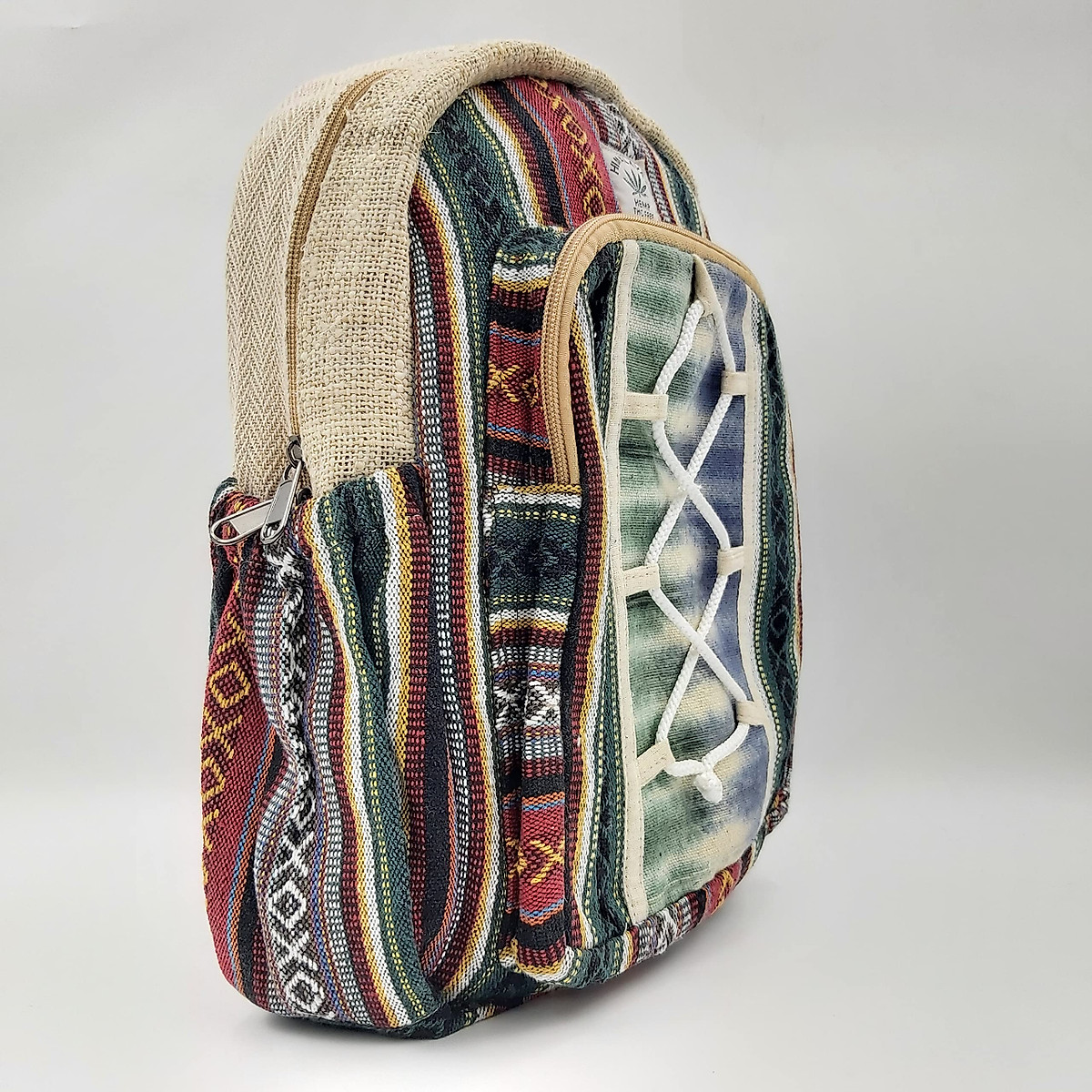 Fwosi Hemp Hippie Backpack – Cute Trendy Men & Women Multipurpose Backpacks with Laptop Sleeve - Handmade in Nepal - Sustainable Lightweight Laptop Bag