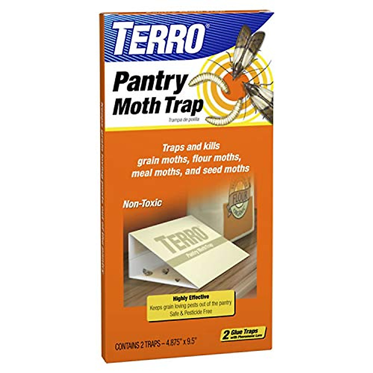 TERRO T2900 2-Pack Pantry Moth Traps - Traps grain moths, flour moths, meal moths, and seed moths