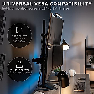 VIVO Triple LCD LED Computer Monitor Desk Stand, Free Standing Heavy Duty Fully Adjustable Mount for 3 Screens up to 30 inches STAND-V003E