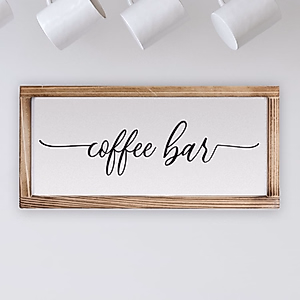 Coffee Bar Sign Decor 8x17 Inch, Coffee Sign, Coffee Decor for Coffee Bar Accessories, Coffee Table Decor, Coffee Wall Sign, Coffee Bar Sign White, Coffee Bar Decor Farmhouse Sign Bar Decor