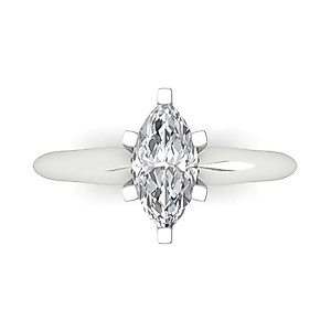 Clara Pucci 1.0 ct Marquise Cut Solitaire Moissanite Engagement Wedding Bridal Promise Anniversary Ring 18K White Gold Size 7.75