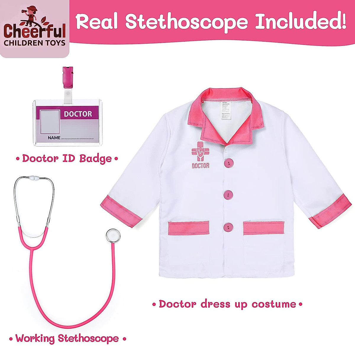Cheerful Children Toys Doctor Costume For Kids Doctor Costume - Kids Lab Coat - Career Day Costume For Kids - Kids Doctor Coat