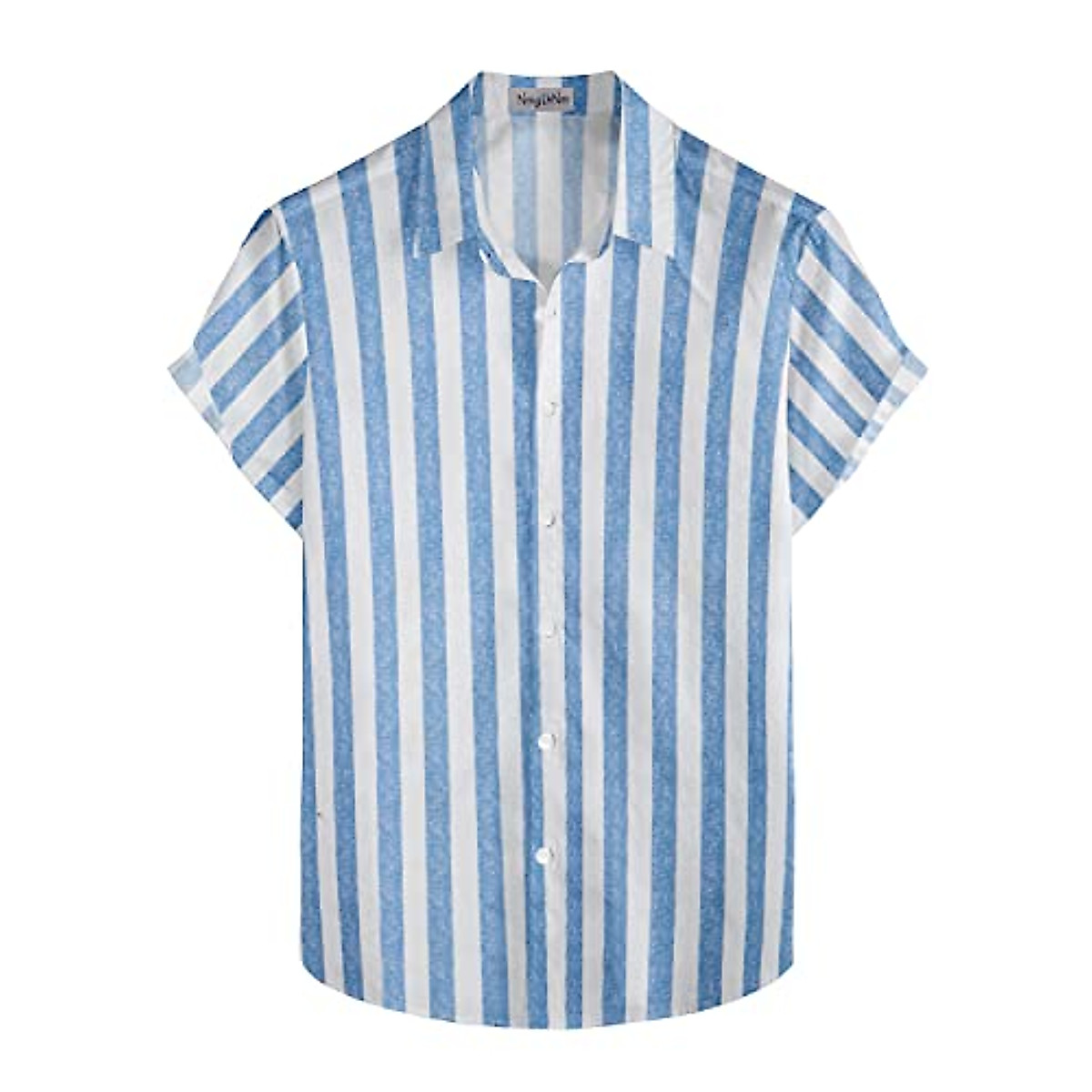 NmglhNm Mens Striped Summer Shirts Short Sleeve Casual Button Down Stylish Tropical Beach Shirts LightBlue 3X-Large