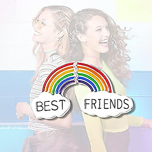 BodyJ4You 2PC Tattoo Choker Necklace Set - 90s Accessories Women Teen Girls Kids - Rainbow Best Friends Clouds Pendants - Back To School Style Gift Idea