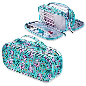 LParkin Axolotl Pencil Case Super Large Capacity 3 Compartments Canvas Pencil Box Kawaii Makeup Bag Cute Axolotl Gifts for Students Teen Boys Girls