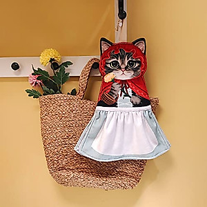 Openhahaha Funny Cat Hand Towels for Bathroom Kitchen,Cat Decor Towel,Hanging Decorative Washcloths Face Towels,Super Absorbent Soft,Cat Gifts for Cat Lovers/Women/Cat Mom/Princess Lovers(Red Hat)