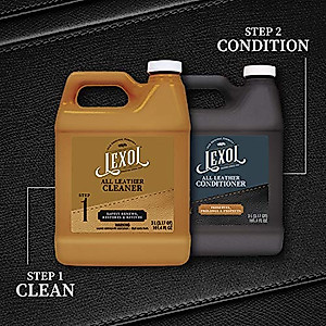 All Leather Cleaner (Step 1) by Lexol, Use on Furniture, Car Interior, Shoes, Handbags, Two-Step System, 3 Liters