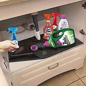 Bathroom/Kitchen Cabinet Mat Shelf Tray Drawer Liner Organizer - Premium Under The Sink Pad, Absorbent/Waterproof/Washable/Lightweight/Cuttable - Protects Cabinets, Contains Liquids (24" x 29")