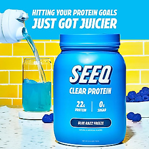 SEEQ Clear Whey Isolate Protein Powder, Blue Razz Freeze - 25 Servings, 22g Protein Per Serving - 0g Lactose, Sugar-Free, Keto-Friendly, Soy Free - Juice-Like Protein, Post-Workout Recovery