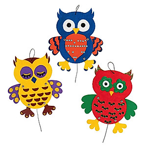 Baker Ross AX159 Owl Wooden Puppet Kits for Kids - Pack of 4, Childrens Woodcraft Painting Sets for Kids Arts and Crafts Projects