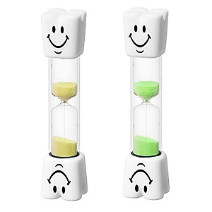 Toothbrush Timer for Kids 2 Minute Sand Timer Smile Pattern Tooth Brushing Sand Timer, Mini Hourglass Sand Clock Set for Kids Boys Girls Oral Hygiene Party Favors (Pack of 2)