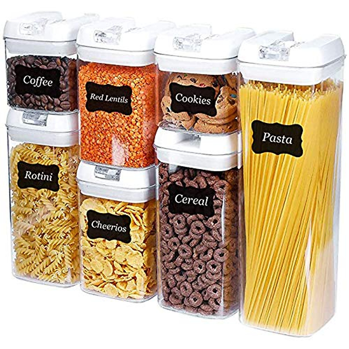ORGANIX Airtight Food Storage Containers, 7 PC Plastic Storage Container with Lids | BPA Free | Labels & Pen Set, Pantry & Kitchen Storage Containers for Flour, Dry Food, Pasta & Cereal
