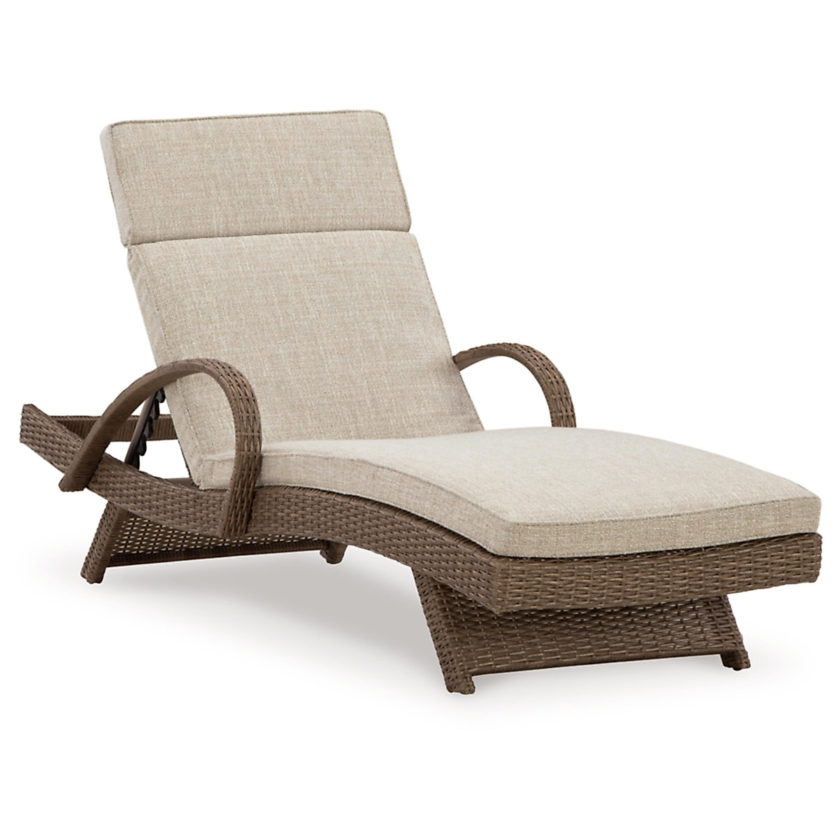 Signature Design by Ashley Beachcroft Outdoor Chaise Lounge with Cushion, 30" W x 79" D x 40" H, Dark Brown & Beige
