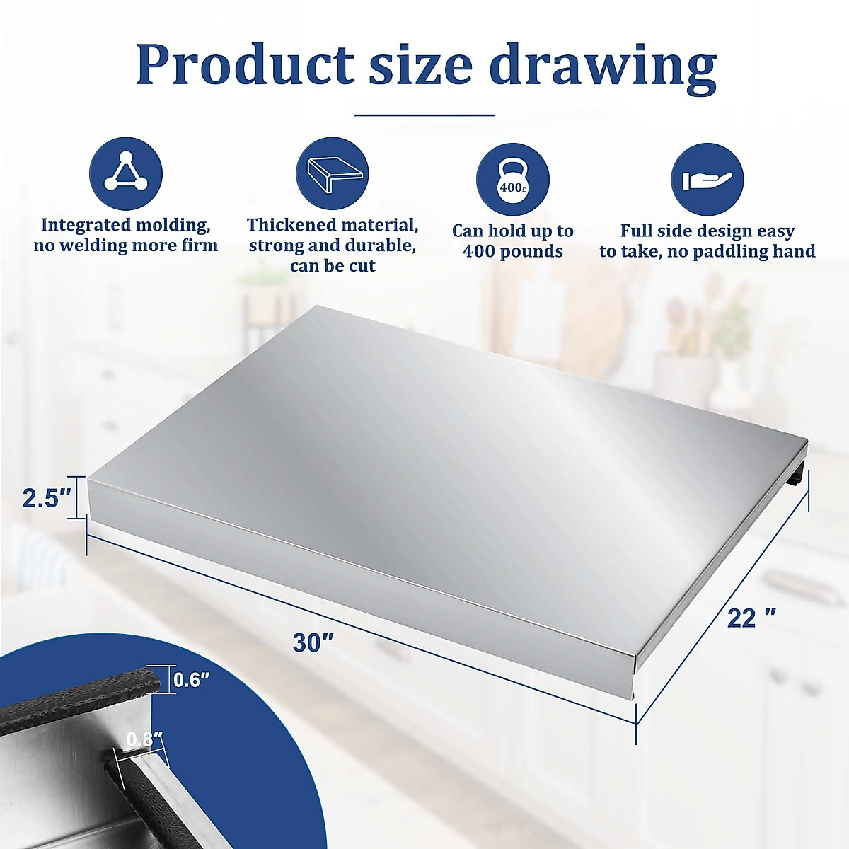 𝑱𝒊𝒔𝒄𝒖𝒍𝒐 Stainless Steel Gas Stove Top Cover(30x22x2.75 Inch), Stove Covers for Gas Stove Top, Stainless Steel Stove Cooktop Noodle Board, Gas Stove Kitchen Organizer, Expanding Kitchen Space