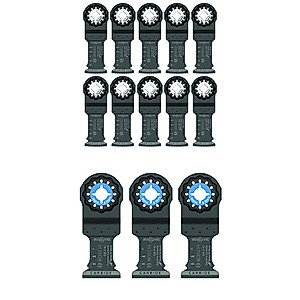 Bosch Starlock Carbide Oscillating Tool Blades for Cutting Wood, Wood with Nails, Drywall and Plastics; 10-Pack and Multitool Blades for Metal and Hard Wood, 3-Pack, Bundle (13-Pieces)