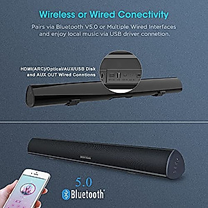 BESTISAN 100 Watt 40 Inch TV Sound Bar, Home Theater System Wired and Wireless Soundbar Speaker(Bluetooth 5.0, 105dB, Dsp Audio, Bass Adjustable, Wall Mountable)