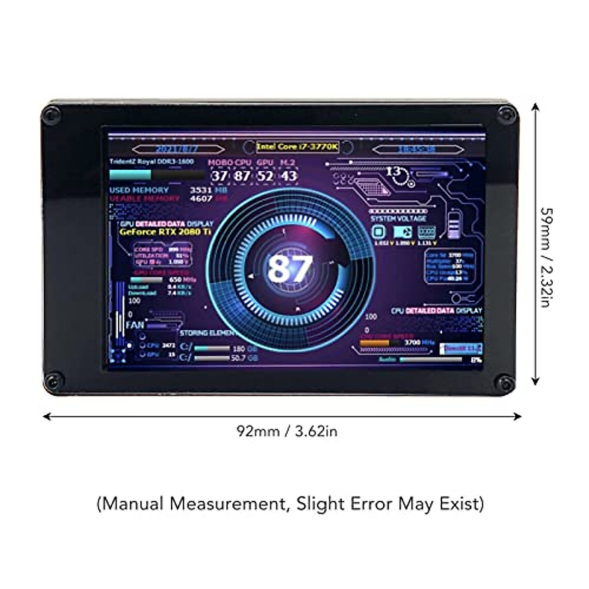 GOTOTOP PC CPU Data Monitor, Computer Temp Monitor 3.5 Inch IPS USB Mini Screen Temperature Display Computer CPU Monitor for PC CPU RAM Data, 3.62 x 2.32in