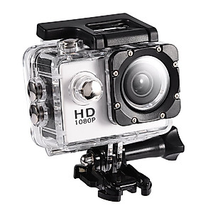 Action Camera 12MP Waterproof 30m Outdoor Sports Video Camera 1080P Full LCD Mini Camcorder with 900mAh Rechargeable Batteries and Mounting Accessories Kits(White)