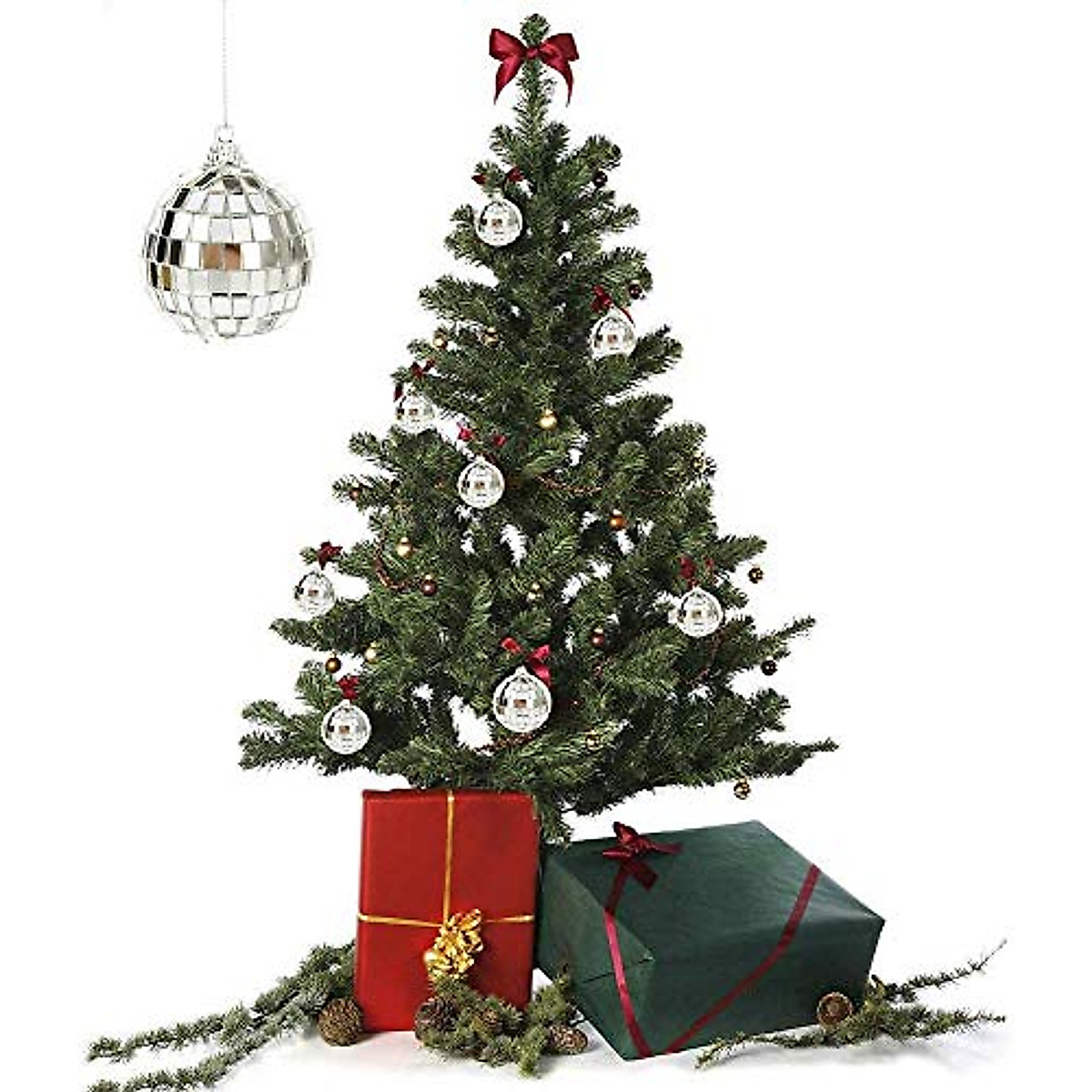 24 Pcs Silver Disco Mirror Ball for Party Decoration, Christmas Tree Wedding Birthday Party Ornaments(4CM)