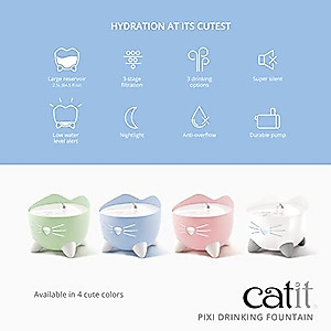 Catit PIXI Cat Drinking Fountain, Running Water Fountain, Blue