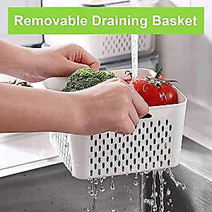 SunPlume 3 Pack Fruit Storage Containers for Refrigerator, Produce Saver Vegetable and Fruit Container with Drain Colanders, BPA-Free Refrigerator Organizer for Lettuce Berry Keepers