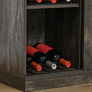 HOMCOM Industrial Sideboard Storage Cabinet, Serving Bar Buffet with Sliding Barn Door and 6-Bottle Wine Rack, Grey