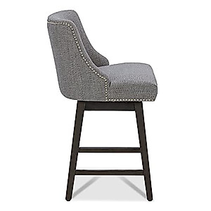 CHITA Counter Height Swivel Barstool,26" H Seat Height Upholstered Bar Stool,Fabric in Fog