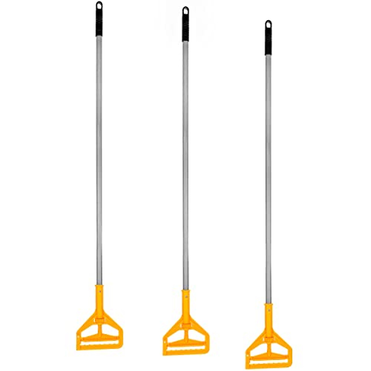 Alpine Industries Commercial Quick-Change Mop Handle - Professional Mopping Tube with Metal Gripper for Rags - Heavy Duty Stick & Mop Head Replacement Holder - Fiberglass (Pack of 3)
