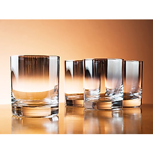 Barski Glass - Double Old Fashioned - Tumblers - Smoked - for Whiskey - Bourbon - Water - Beverage - Drinking Glasses - Set of 4-10 Oz. - Made in Europe