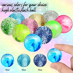 Chivao 24 Pieces Bouncy Balls 32 mm Space Theme Rubber Balls Swirl Cloud Bouncing Balls Glitter Balls Colorful Mini Bouncy Balls for Party Favors, Present Bag Filling