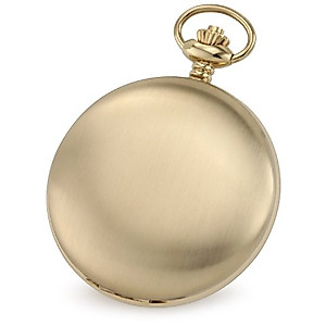 Charles-Hubert, Paris 3906-G Premium Collection Gold-Plated Stainless Steel Satin Finish Hunter Case Mechanical Pocket Watch