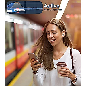 eleror T7 Wireless Earbuds Active Noise Cancelling, 4Mic Call ANC Noise Cancellation Bluetooth Headphones and Immersive Sound with Wireless Charging, Comfortable/Secure Fit, Light Weight (Blue)