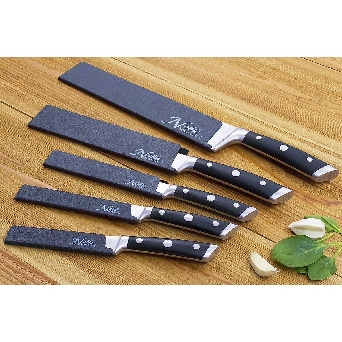 Noble Home & Chef 5-Piece Universal Knife Guards are Felt Lined, More Durable, No BPA, Gentle on Blades, and Long-Lasting Knife Covers Are Non-Toxic and Abrasion Resistant! (Knives Not Included)
