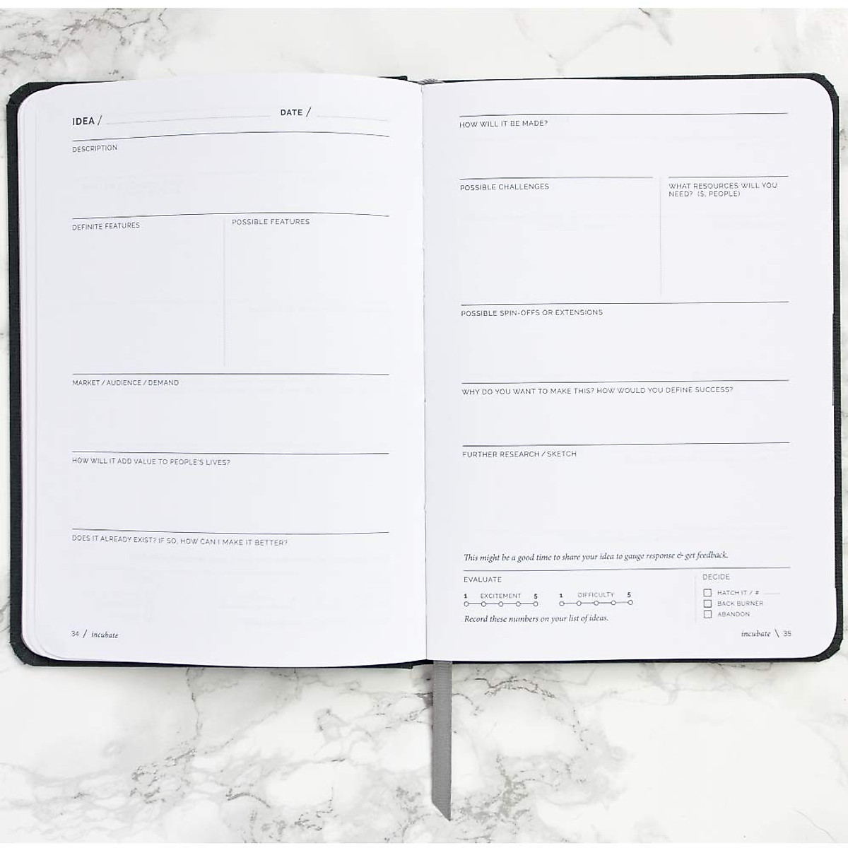Hatch Idea Notebook - Idea Journal, Brainstorming Notebook & Project Planner for Entrepreneurs, Project Management, & Business Owners - Midnight Blue- 160 Pages, 5.75 x 8.25”