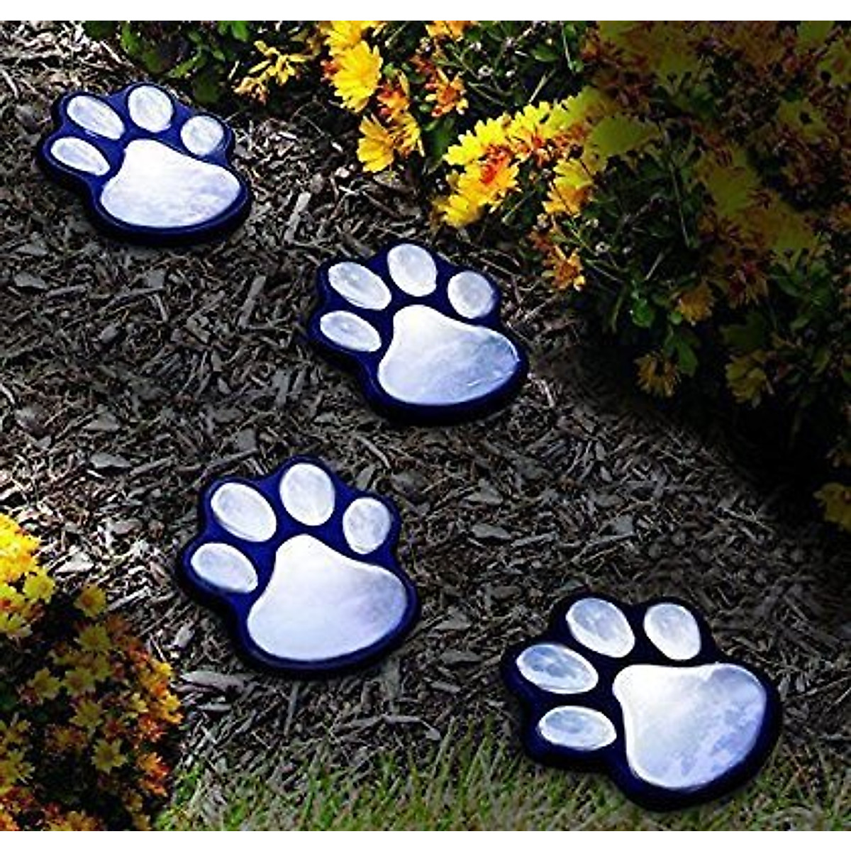 Solar Paw Print Lights (Set of 4), Warm White(3000-4500k) (Warm White)