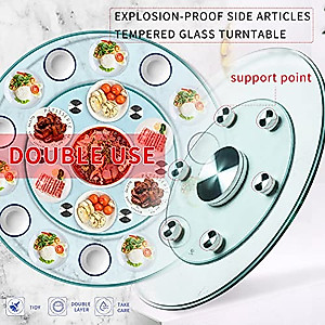 WYZCHDM Tempered Glass Turntable Lazy Susan Swivel Round Tabletop Rotating Serving Tray, with Silent Smooth Aluminum Alloy Bearing, for Family Dinners and Banquets Rotating Serving Plate-50cm