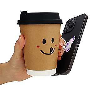 LaMignonne Butterfly Cell Phone Ring Holder Finger Ring Grip Stand 360° Rotation 180° Flip Universal Kickstand Compatible with All Smartphones (Lilac)