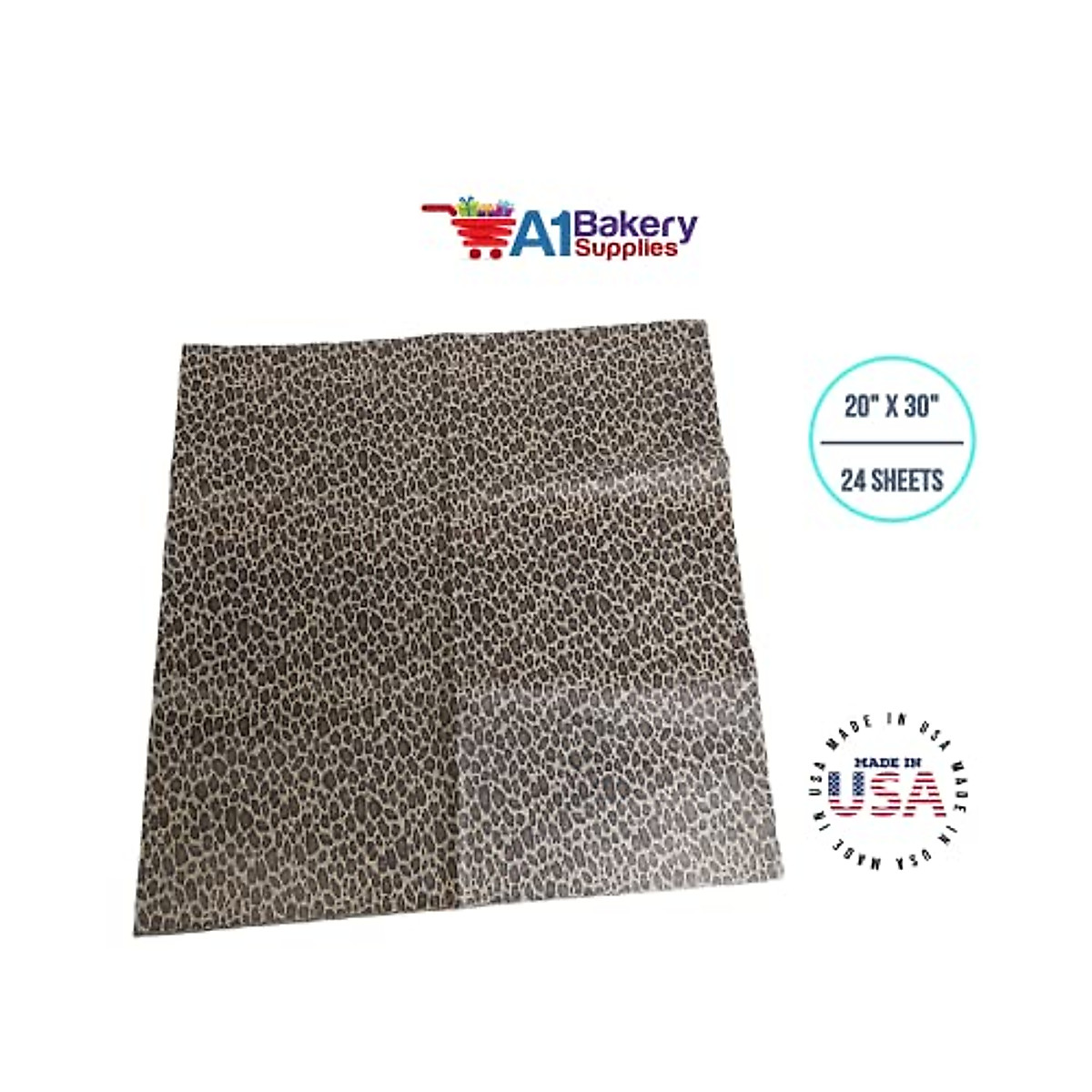 Leopard Tissue Paper 20" x 30" Size 24 Sheets Package HIGH Quality Paper Made in USA