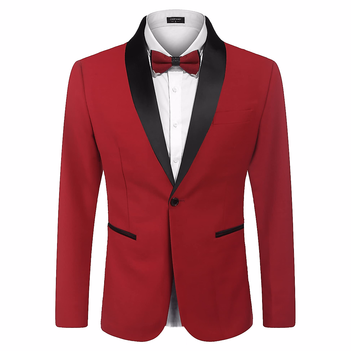 COOFANDY Men's Tuxedo Jacket Wedding Blazer One Button Dress Suit for Dinner Prom Party Red