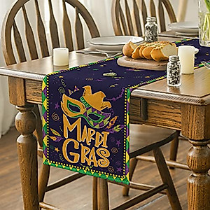 Artoid Mode Mask Carnival Mardi Gras Table Runner, Seasonal Festival Holiday Kitchen Dining Table Decoration for Indoor Outdoor Home Party Decor 13 x 72 Inch
