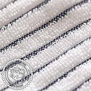 2 Pcs Hanging Kitchen Hand Towels with Loop, Home Bath Absorbent Towel Decorative for Bathroom, Laundry Room, Navy Stripes