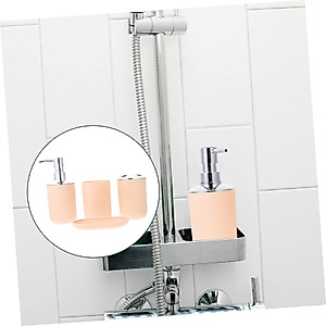 Cabilock 1 Set Bathroom Set Tray Decor Plastic Toothbrush Holder Toothbrush Holder Cup Lotion Pump Bottle Vanity Decor Black Trim Foaming Handwashing Fluid Plating Dressing Table